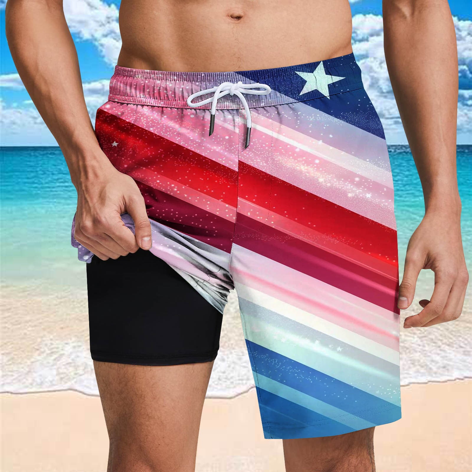 American Flag Swim Trunks Men 4th of July Shorts Men American Flag ...