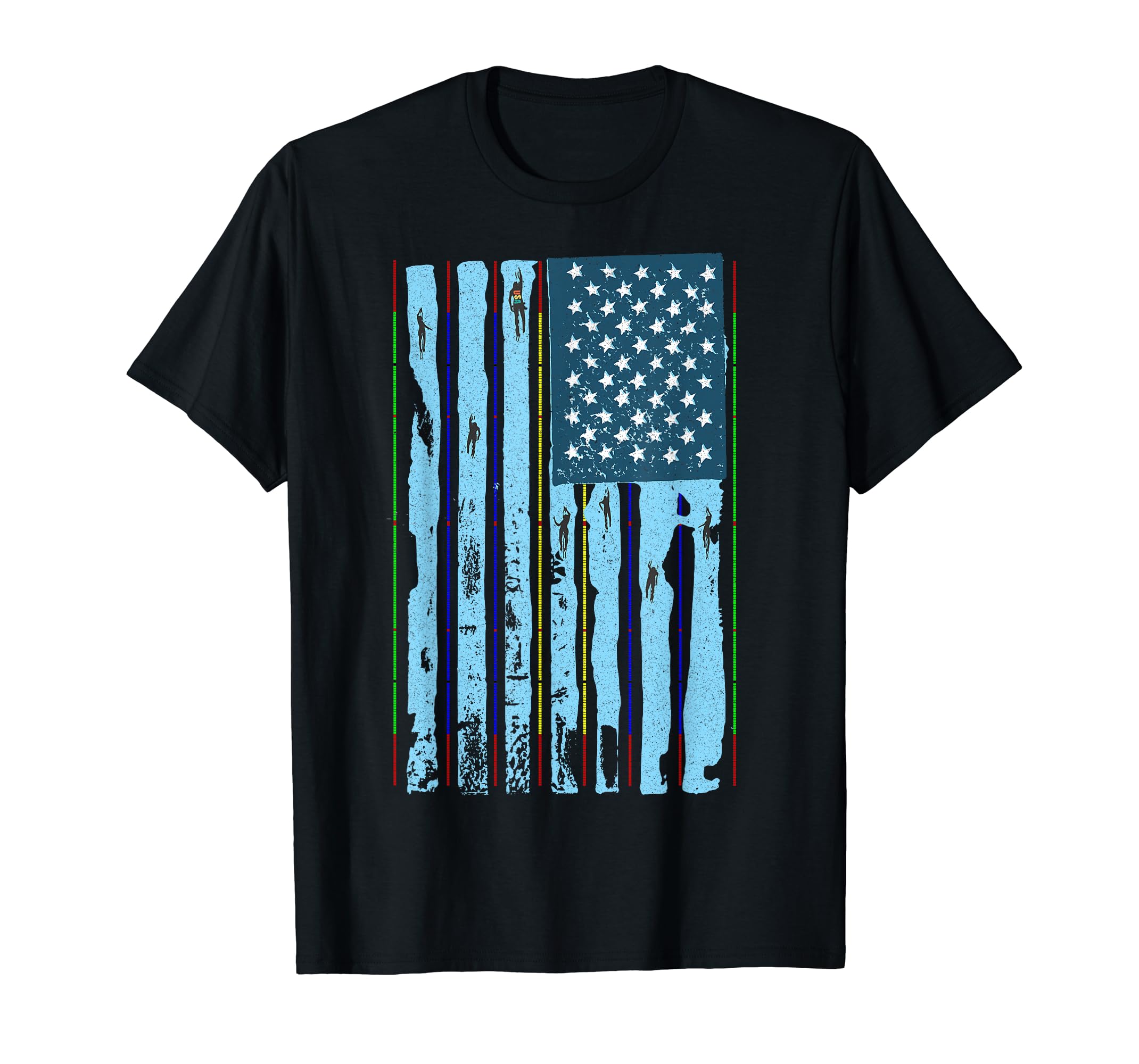 American Flag Swimming Pool Meet, Vintage Swim USA Flag Team T-Shirt ...