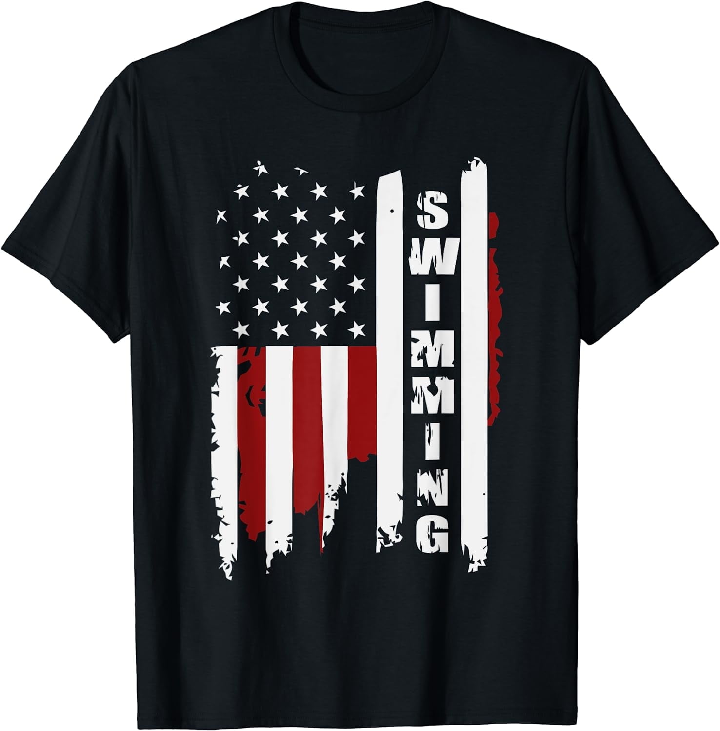 American Flag Swimming USA Swim Team Pool Swimmer T-Shirt Black Large ...