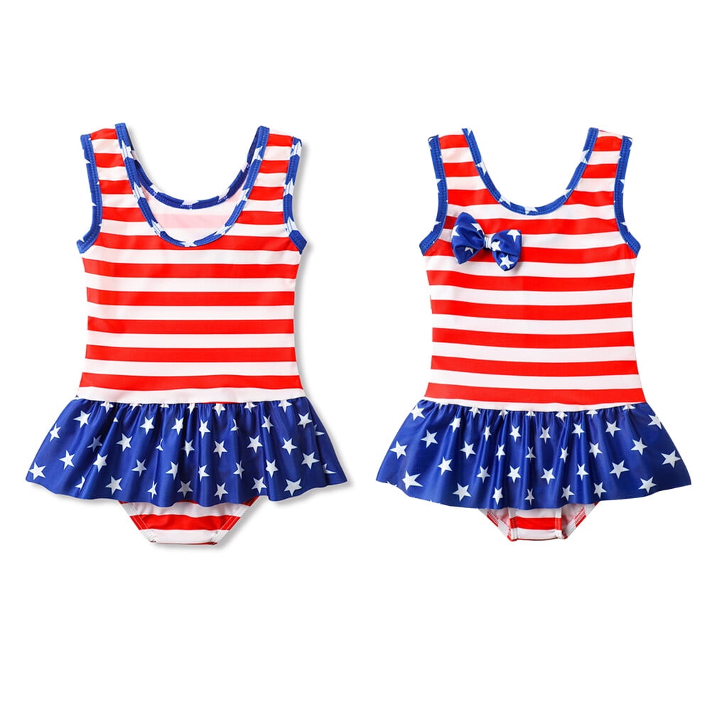 American Flag Swimsuit Swimsuits Bathing Girl Swimwear Toddler One ...
