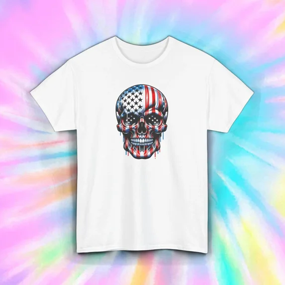 American Flag T-Shirt USA Grunge Biker - Walmart.com