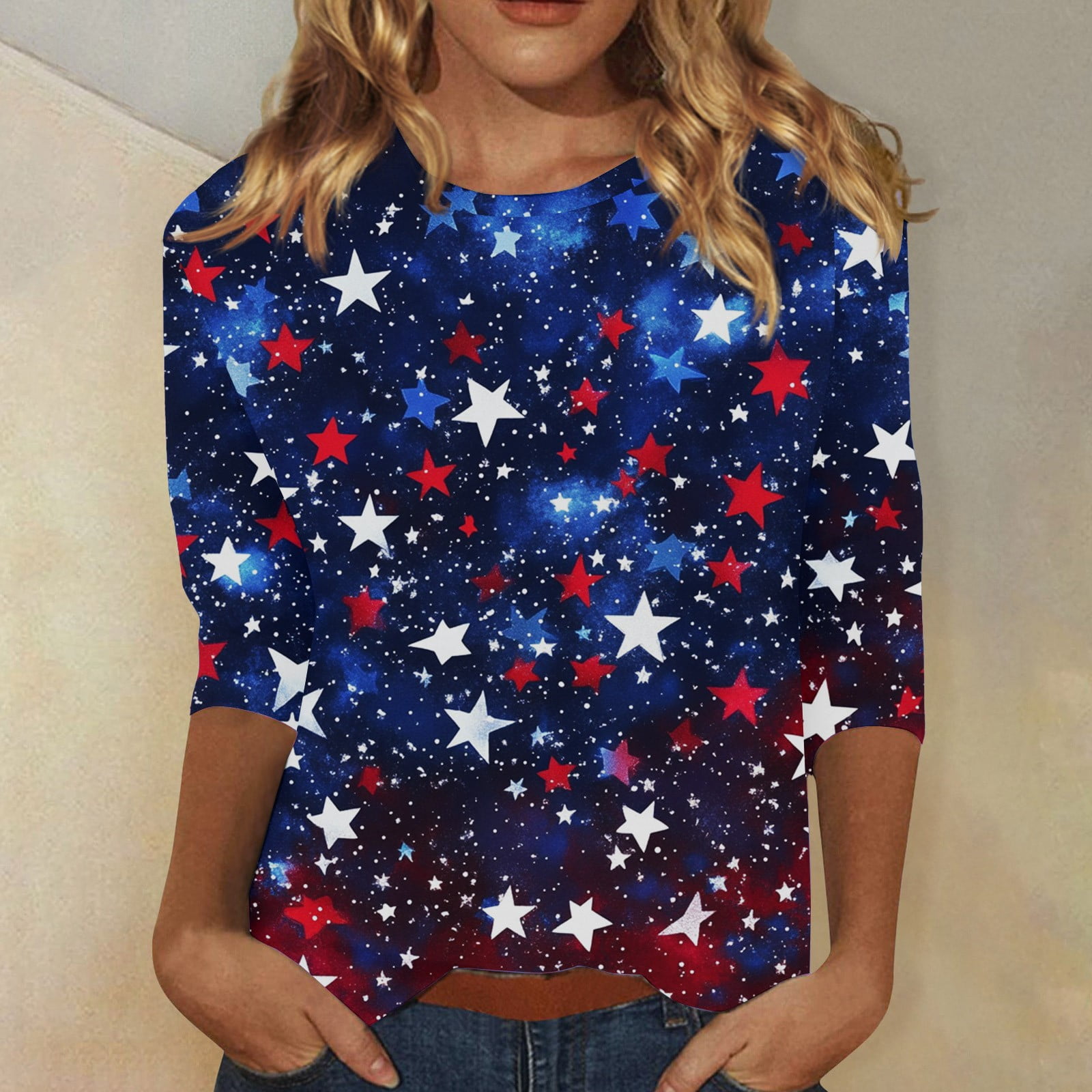 American Flag T Shirt Women USA Star Stripes Fourth July Tee Shirts ...