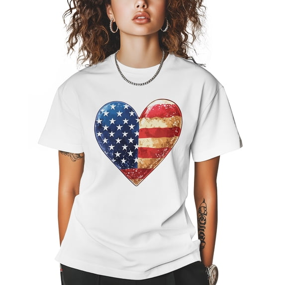American Flag T Shirts for Women Short Sleeve Cotton Crewneck T-Shirt ...