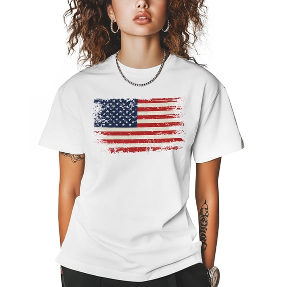 American Flag T Shirts for Women Short Sleeve Cotton Crewneck T-Shirt ...
