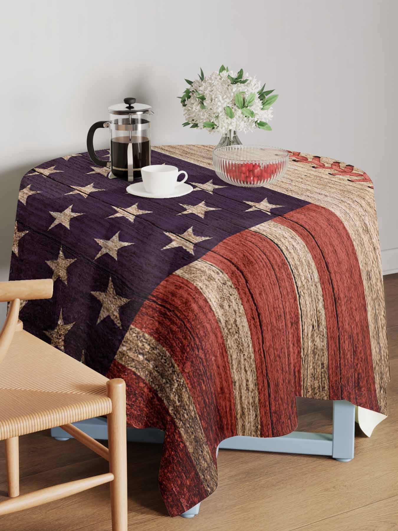 American Flag Table Cloth 54x54 Inch Square, Independence Day Star ...