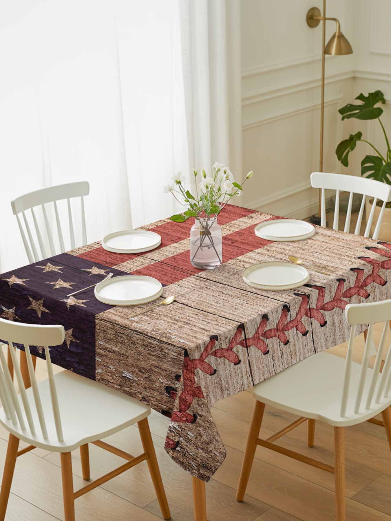 American Flag Table Cloth 60x84 Inch Rectangle, Independence Day Star ...