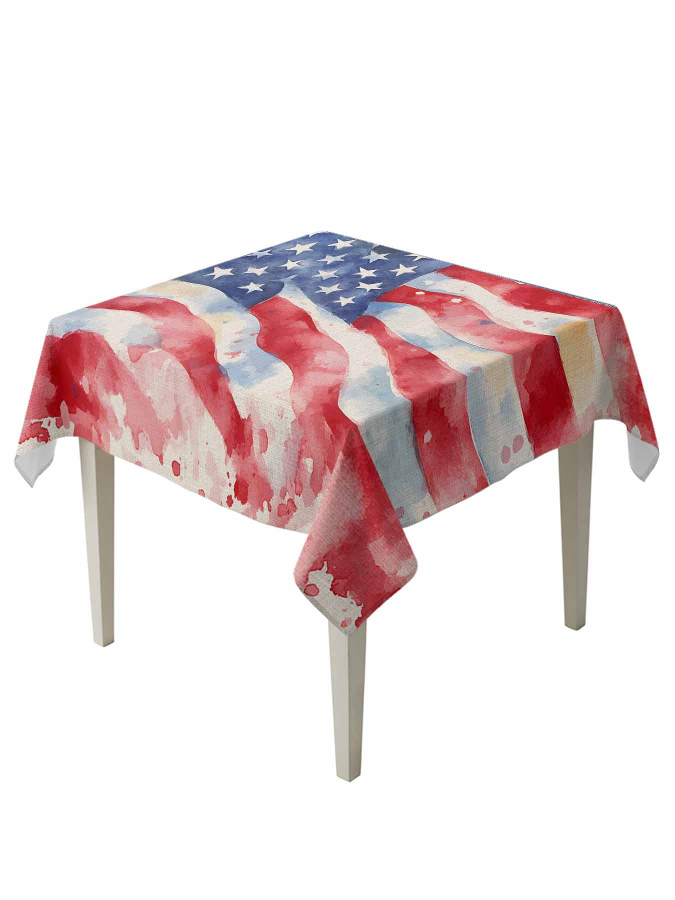 American Flag Table Cloth, Abstract Oil Painting Farmhouse USA Flag ...