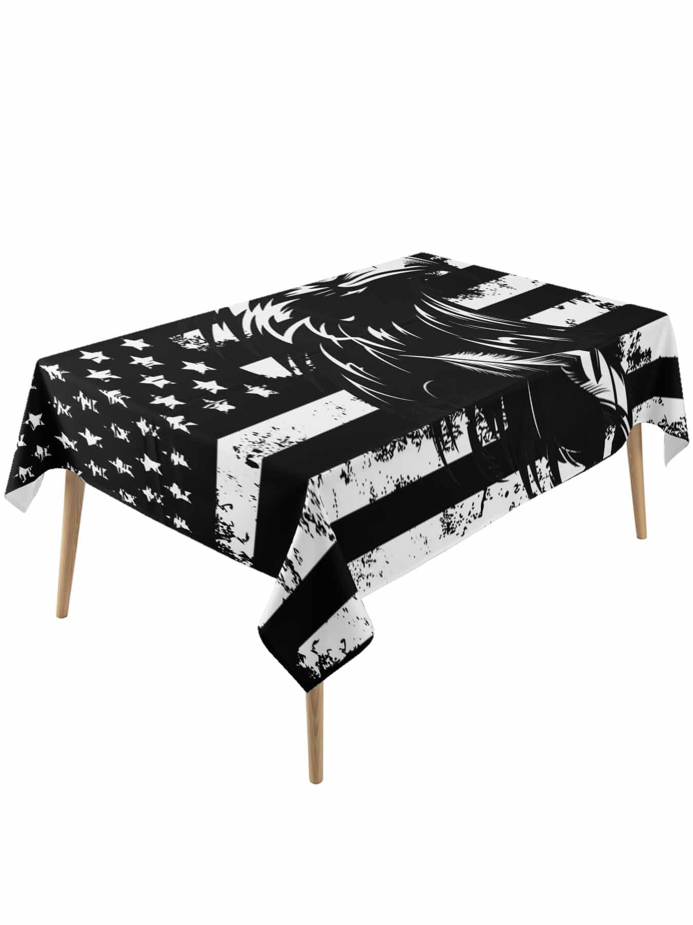 American Flag Table Cloth, Black US Flag Eagle Waterproof Tablecloth ...