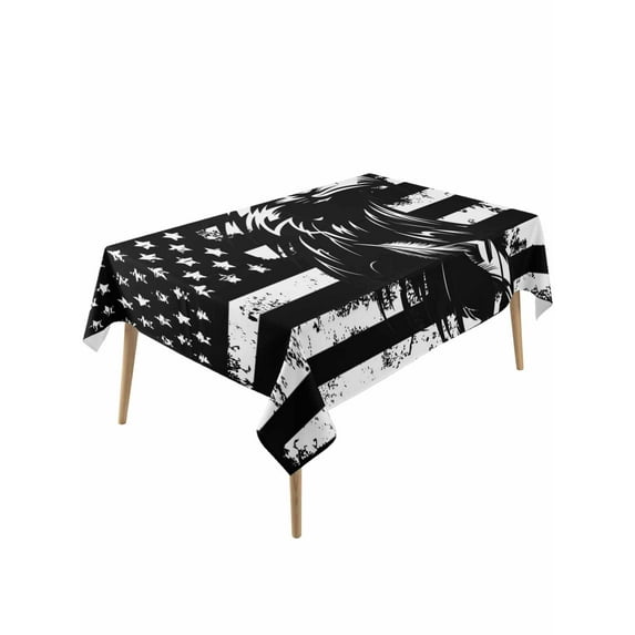 American Flag Table Cloth, Black US Flag Eagle Waterproof Tablecloth ...