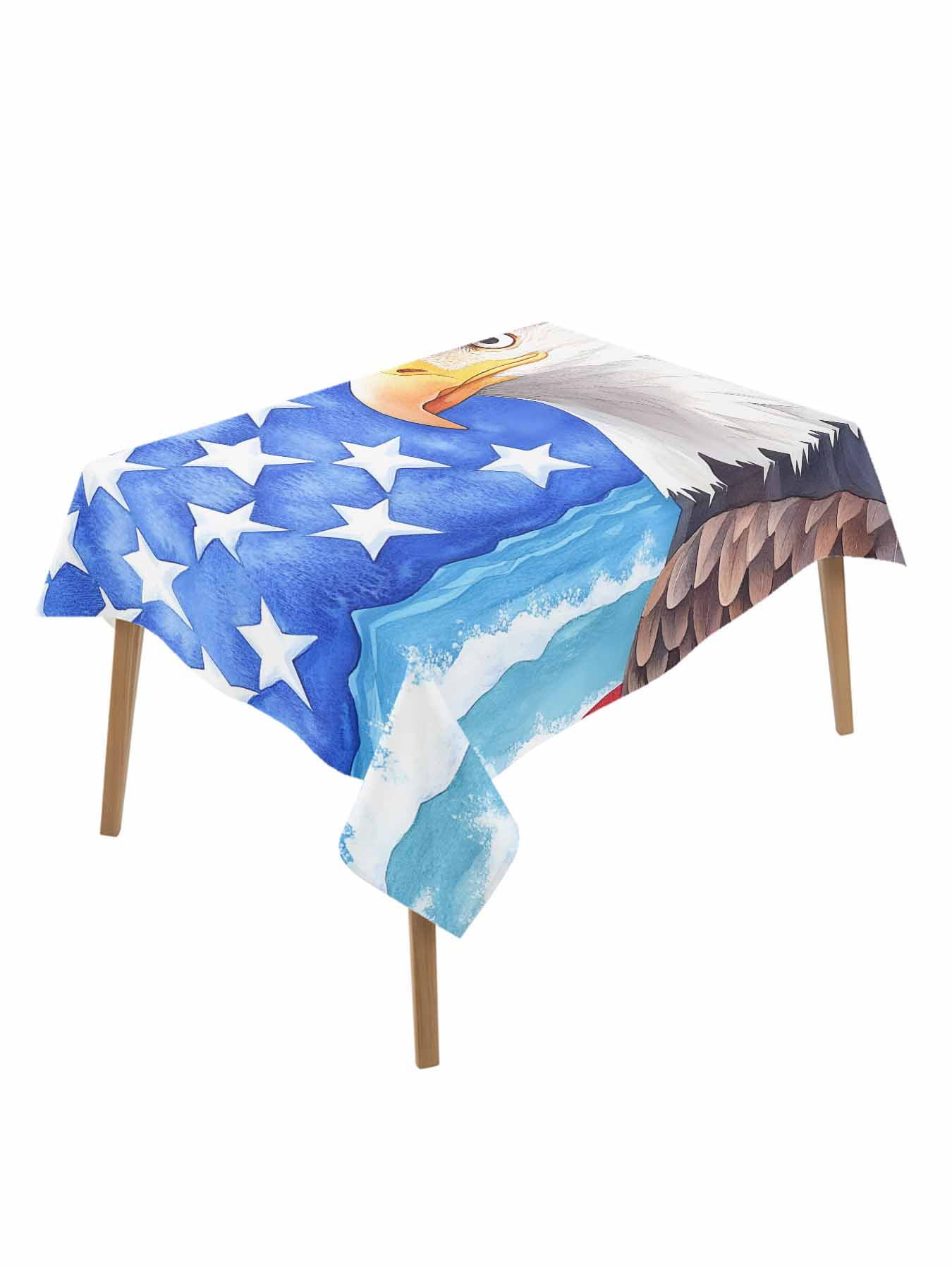 American Flag Table Cloth, Country Eagle Independence Day Blue Red ...