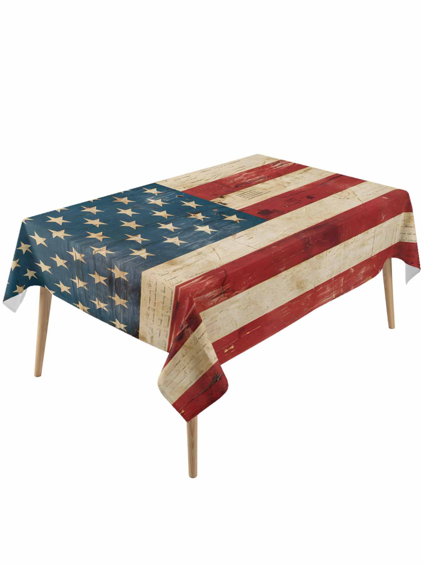American Flag Table Cloth, Red Strip Vintage Shabby US Flag Waterproof ...
