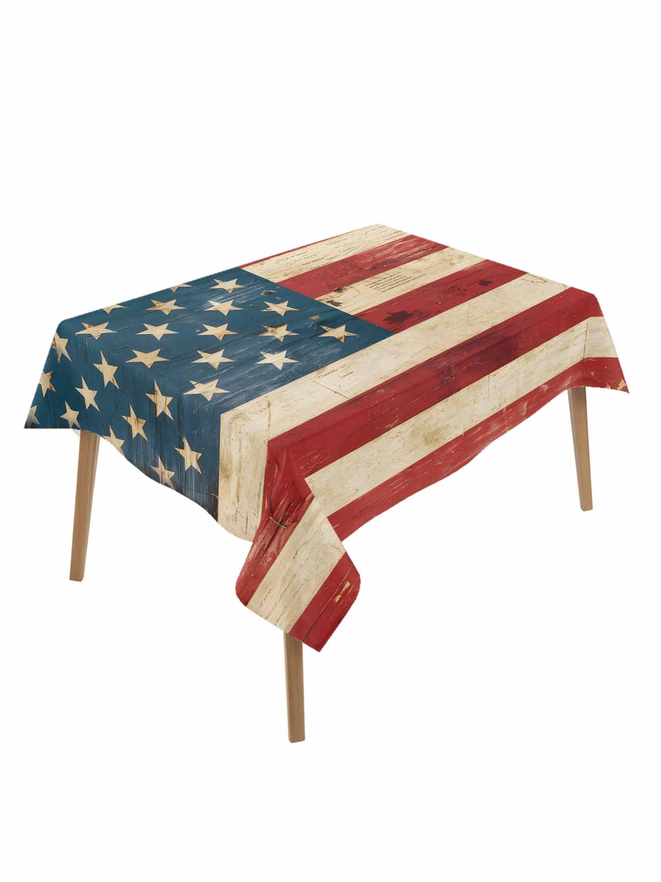 American Flag Table Cloth, Red Strip Vintage Shabby US Flag Waterproof ...