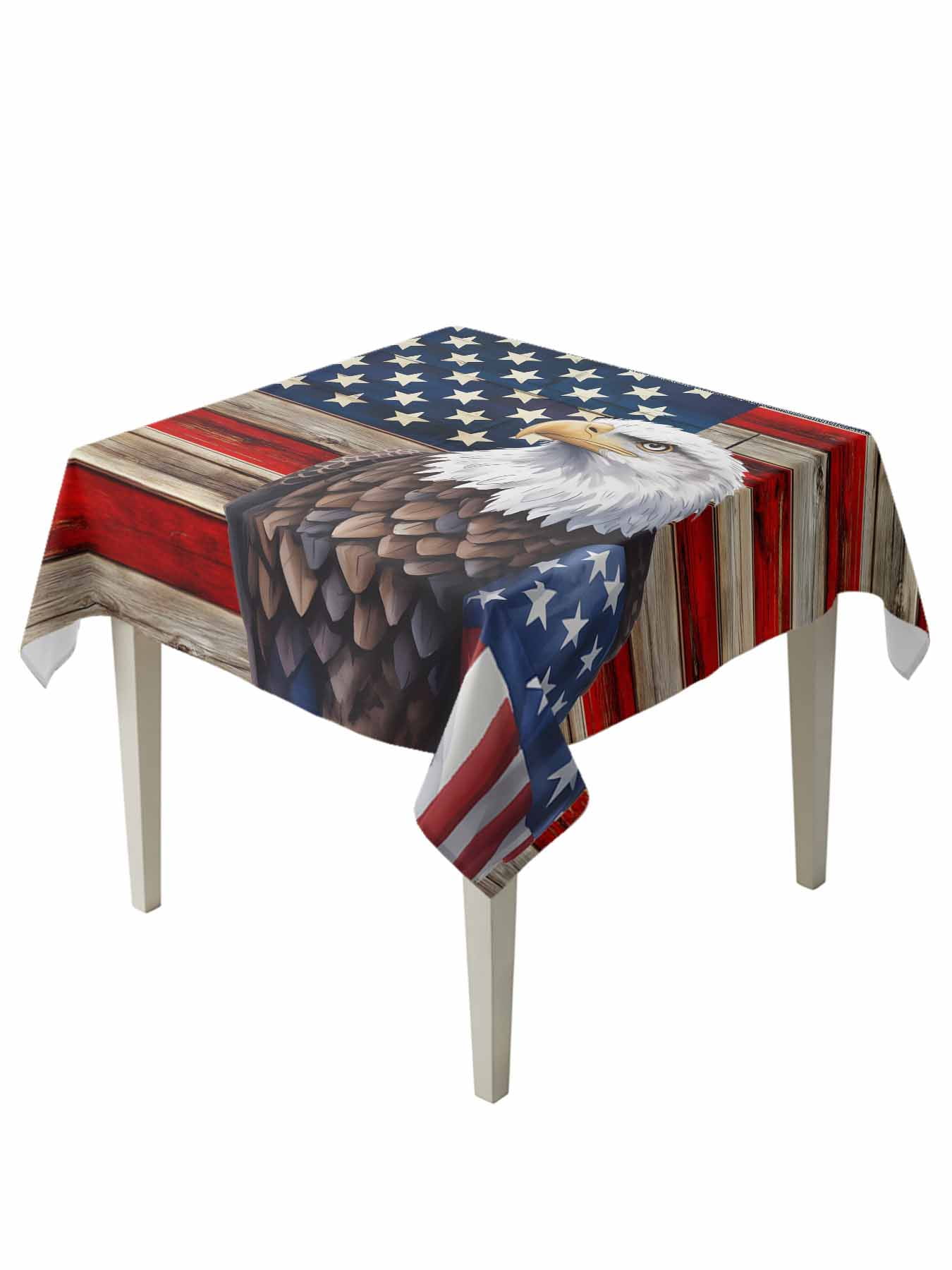 American Flag Table Cloth, Vintage Eagle Blue Red USA Flag Waterproof ...
