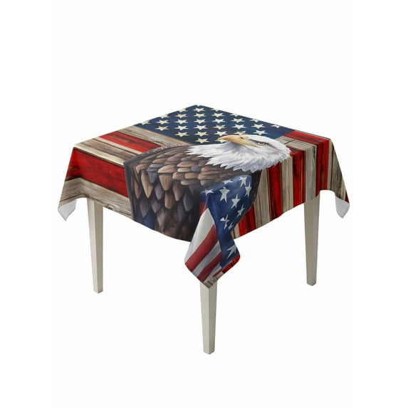 American Flag Table Cloth, Vintage Eagle Blue Red USA Flag Waterproof ...