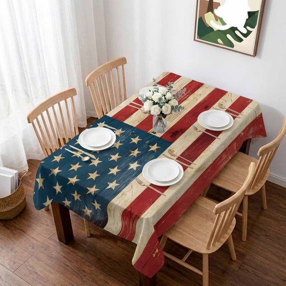 American Flag Table Cloth Waterproof Tablecloths, Red Strip Vintage ...
