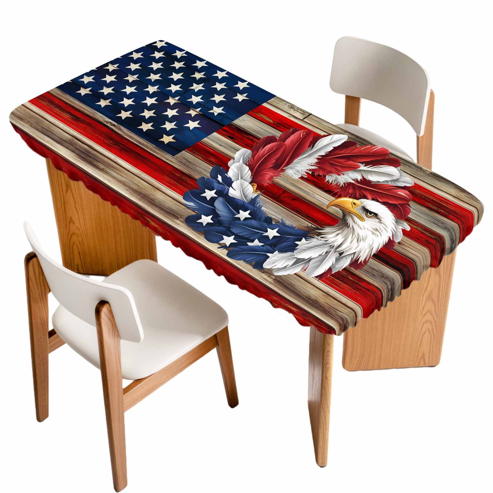 American Flag Table Cloths for 3 Foot Rectangle Tables, Blue Red USA ...