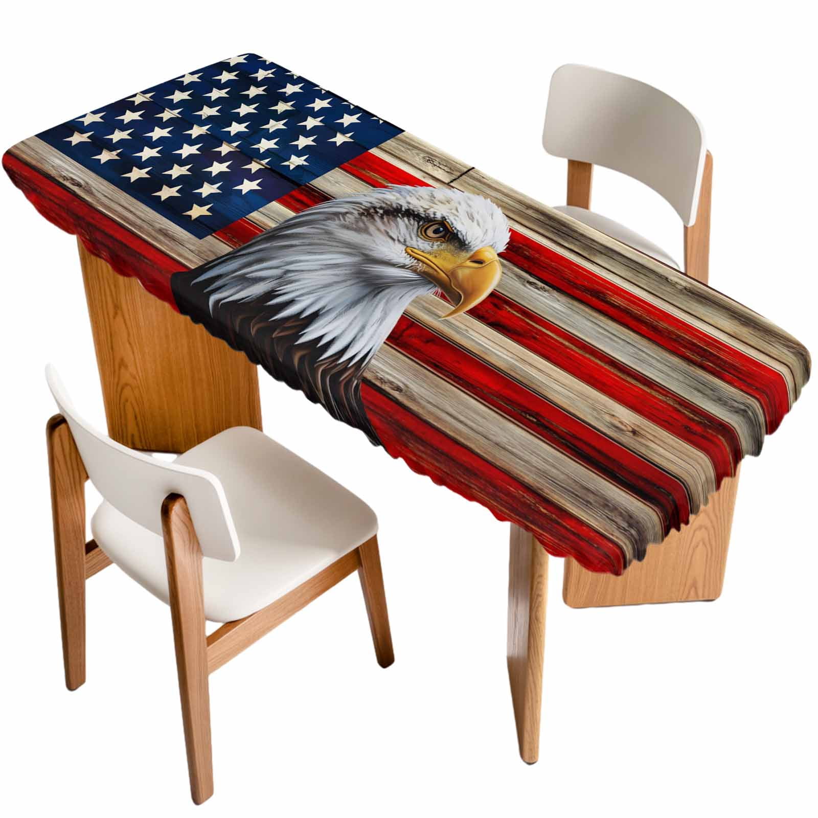 American Flag Table Cloths for 8 Foot Rectangle Tables, Eagle Blue Red ...