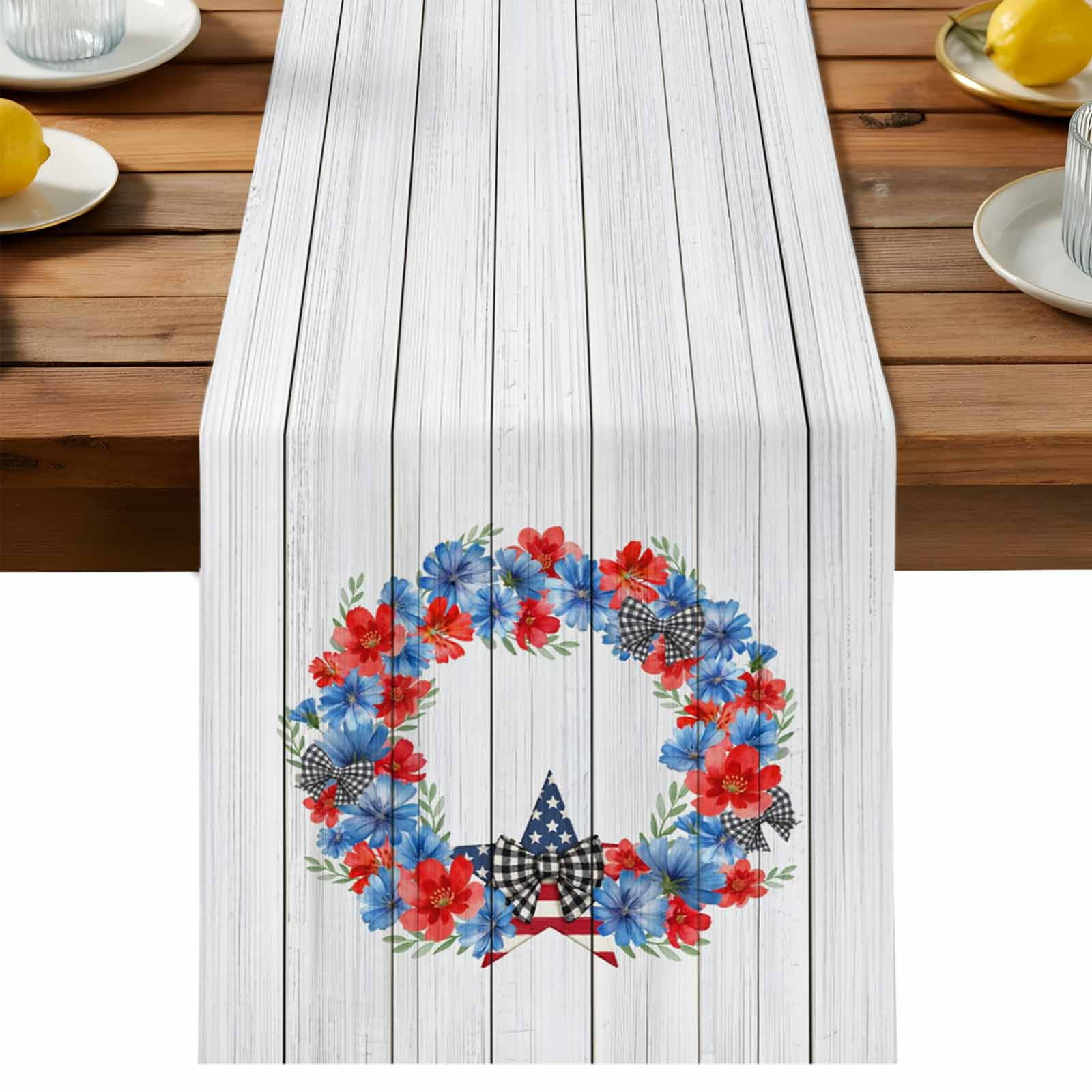 American Flag Table Runner 108 Inch Long Dresser Scarves Linen ...