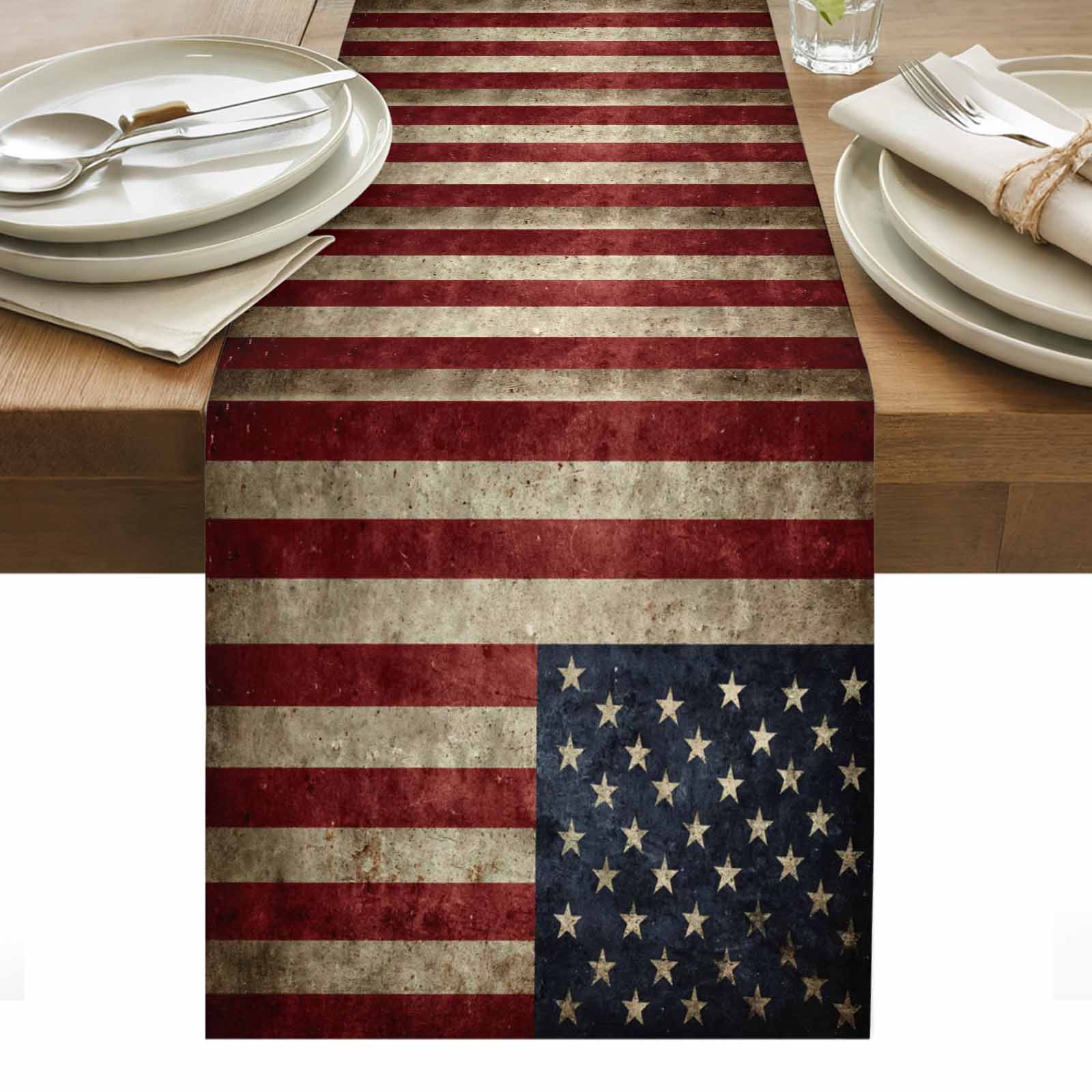 American Flag Table Runner - 108 Inch Long, Kitchen Dining Table Runner ...