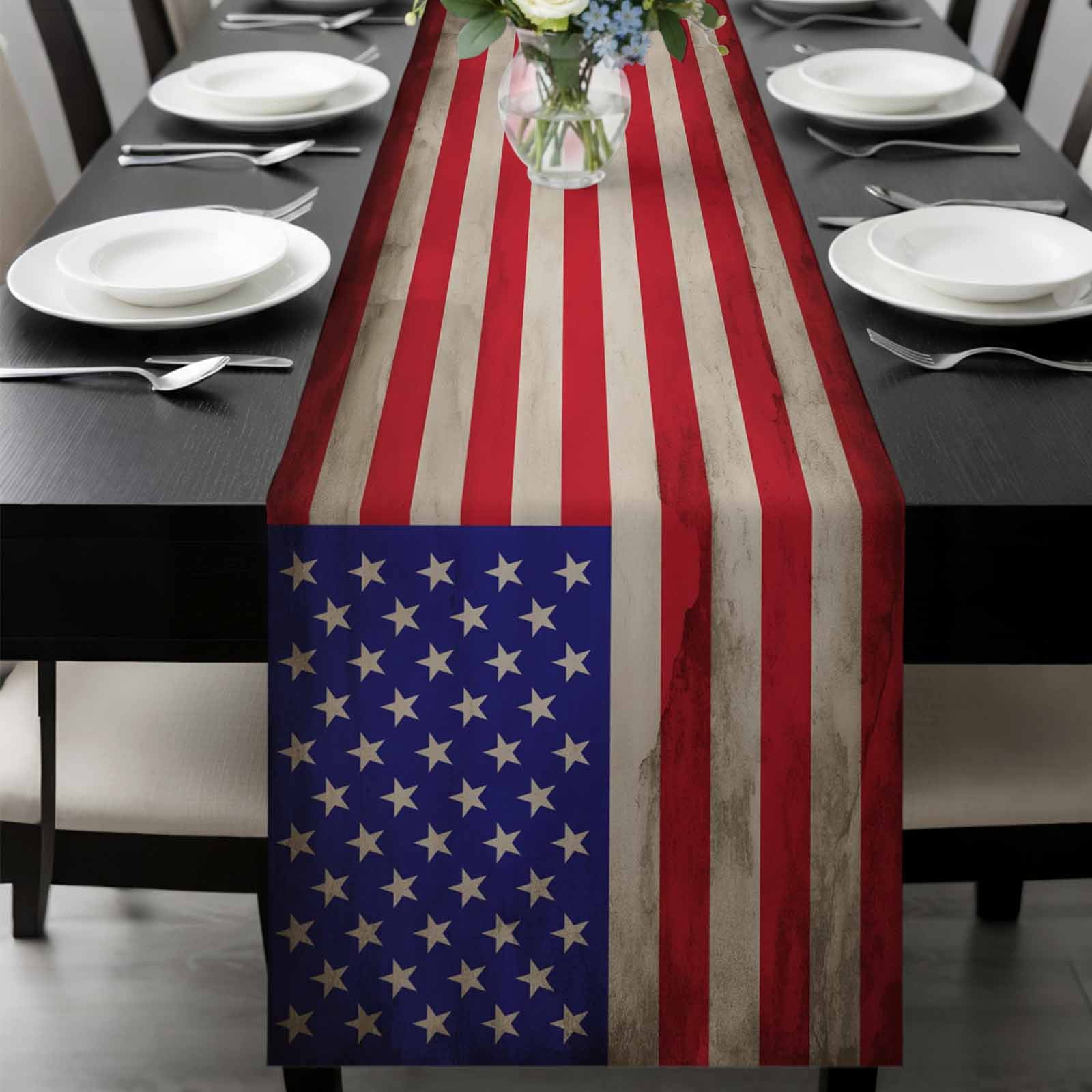 American Flag Table Runner 36 Inches Long, USA Flag Retro Kitchen ...