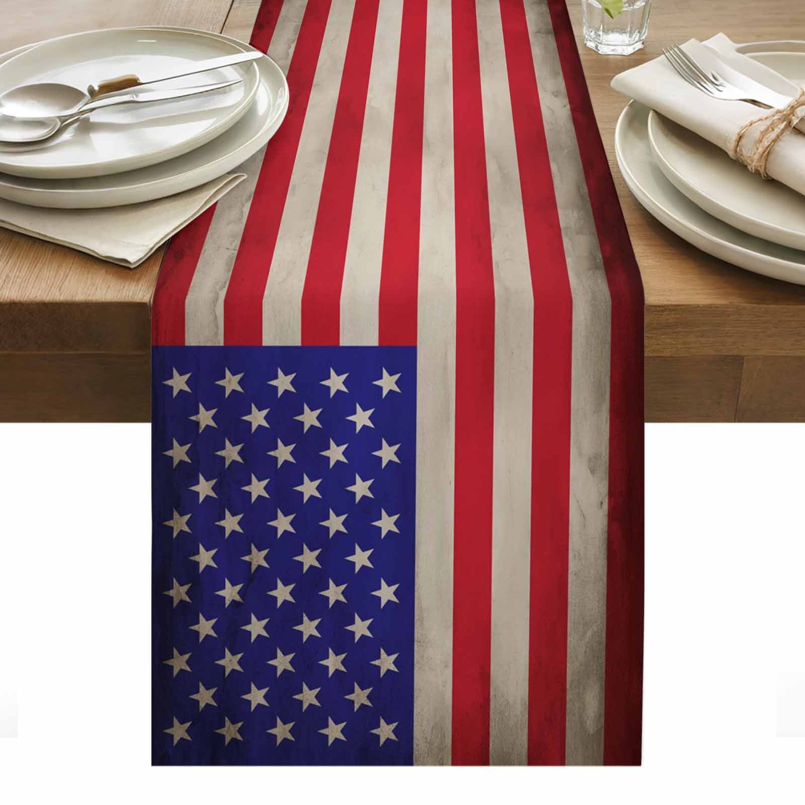 American Flag Table Runner - 48 Inch Long, Kitchen Dining Table Runner ...