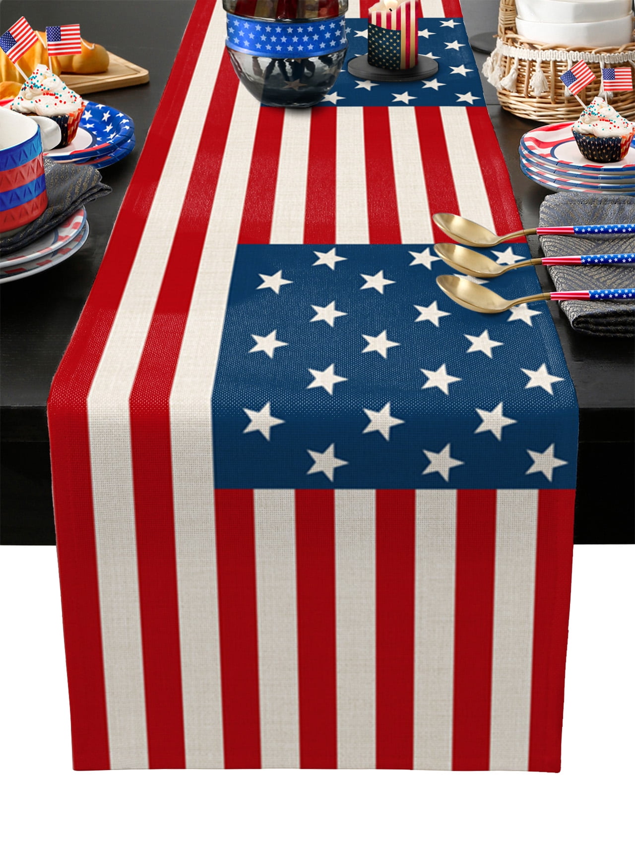 American Flag Table Runner 48 Inches, 4th of July Red Striped ...
