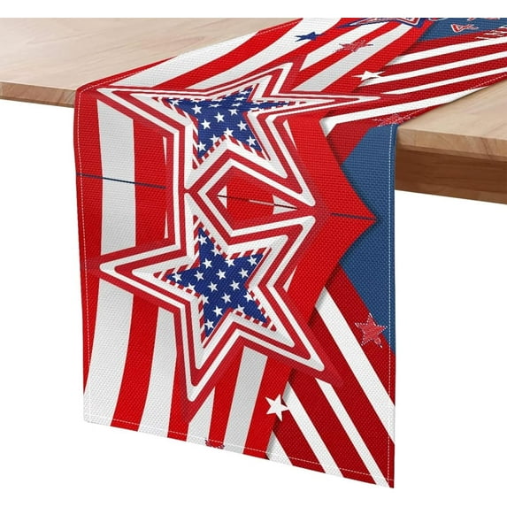 American Flag Table Runner, 4th of July Holiday Kitchen Dining Table ...