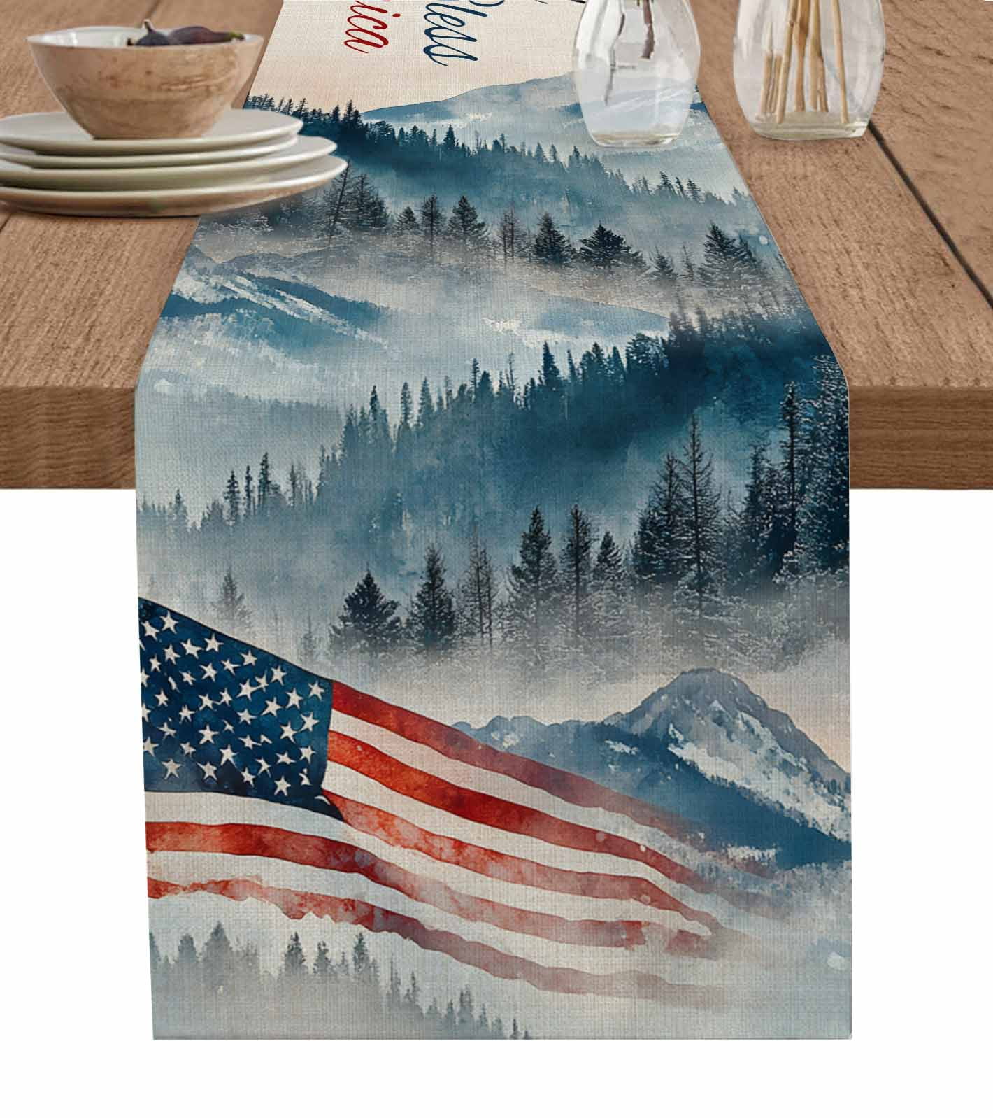 American Flag Table Runner 70 Inches, 4th of July Independence Day ...