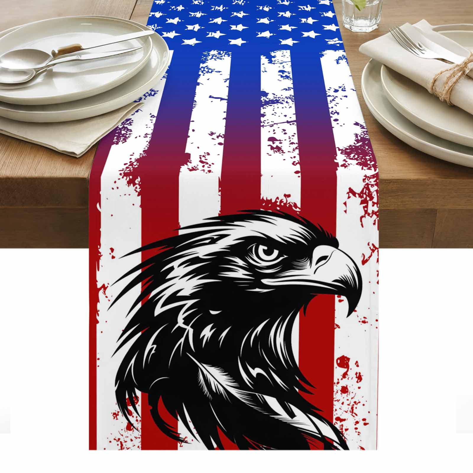 American Flag Table Runner - 72 Inch Long, Kitchen Dining Table Runner ...