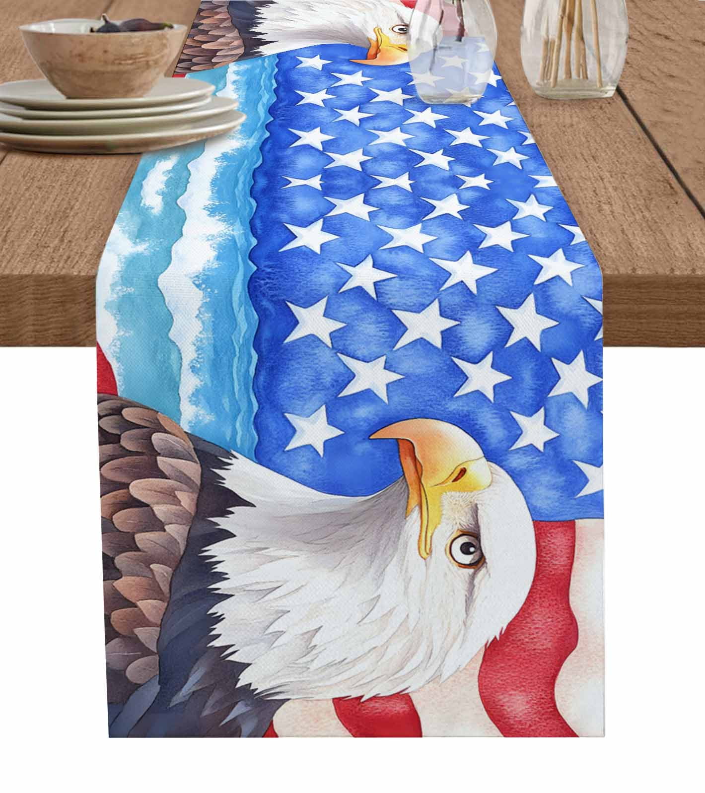 American Flag Table Runner 72 Inches, Country Eagle Independence Day ...