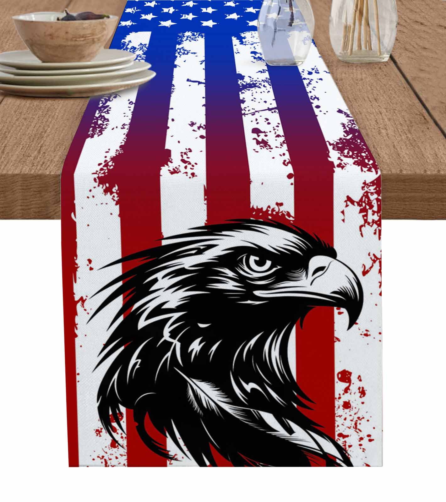 American Flag Table Runner 72 Inches, Independent Day Bird Patriotic ...