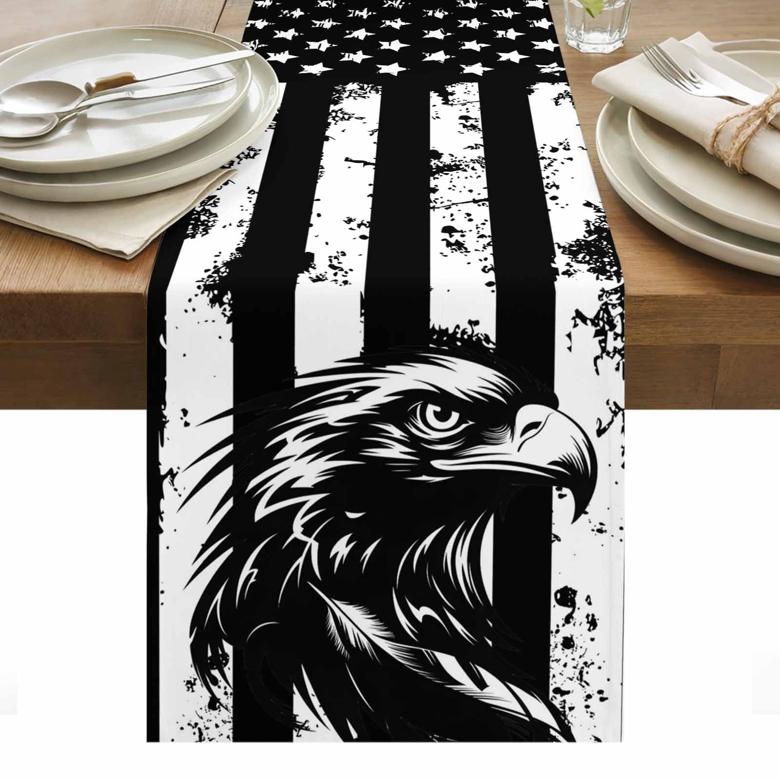 American Flag Table Runner - 90 Inch Long, Kitchen Dining Table Runner ...