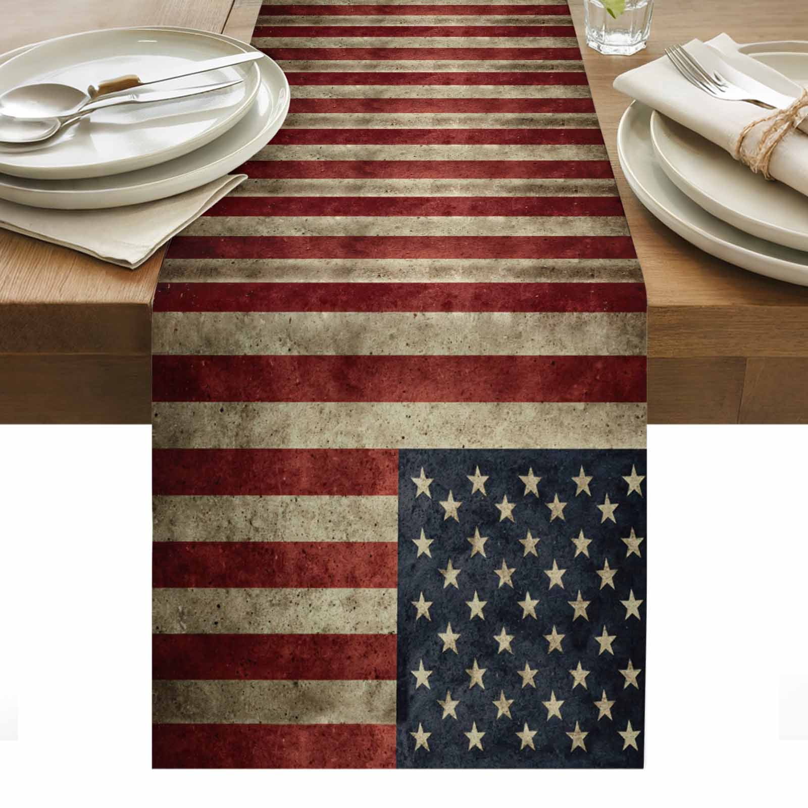 American Flag Table Runner - 90 Inch Long, Kitchen Dining Table Runner ...