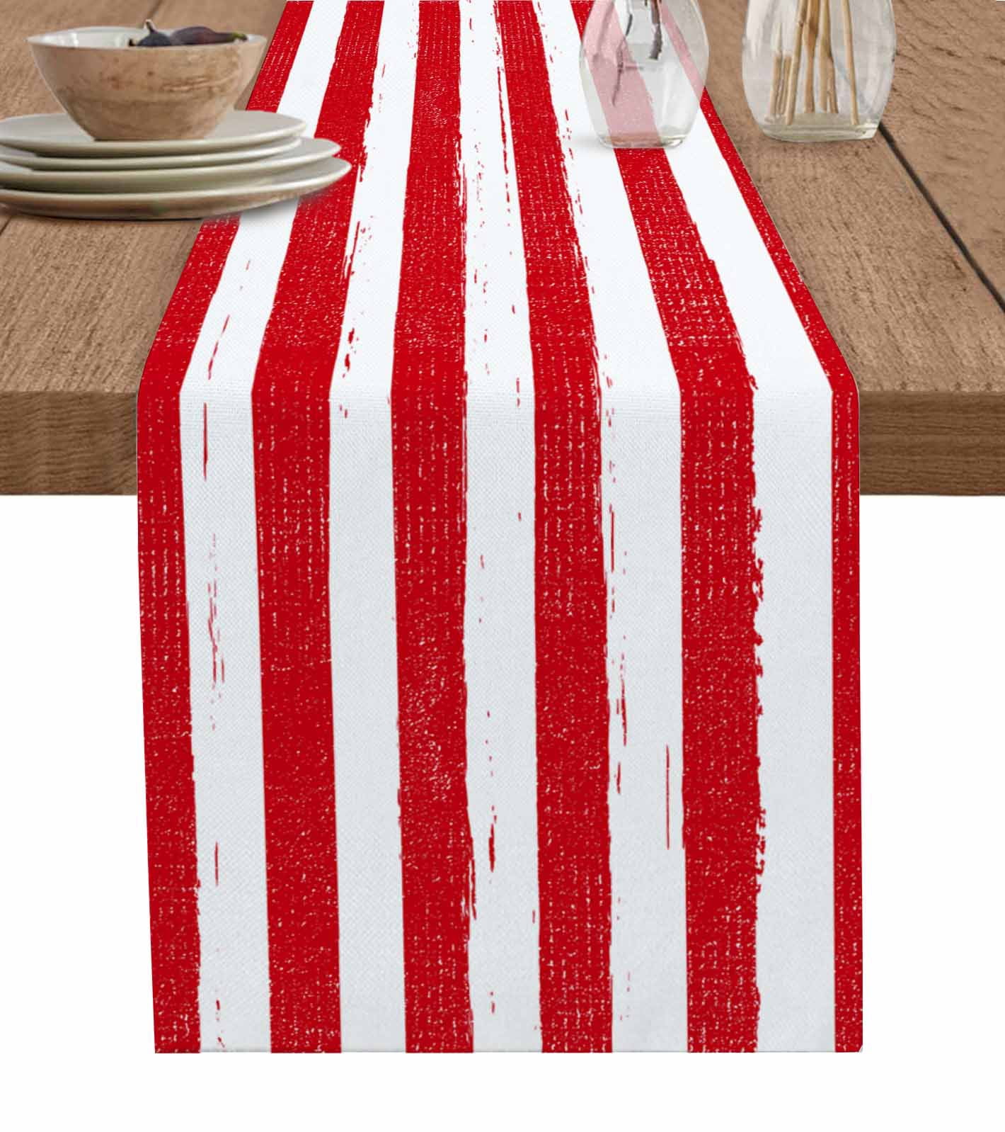 American Flag Table Runner Cotton Linen 120 Inch Holiday Dresser ...