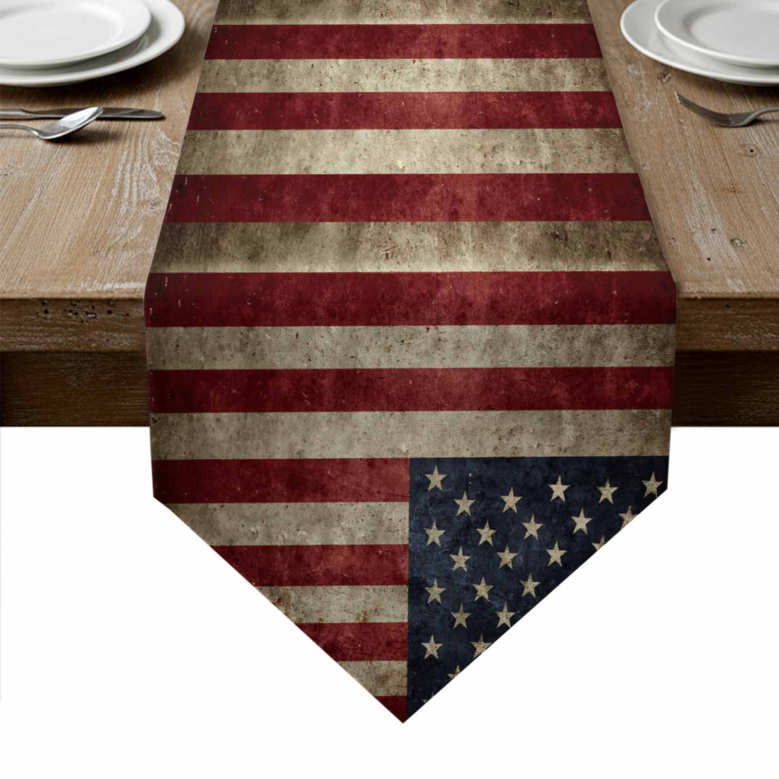 American Flag Table Runner Linen Burlap Table Runner 108 Inches Long ...