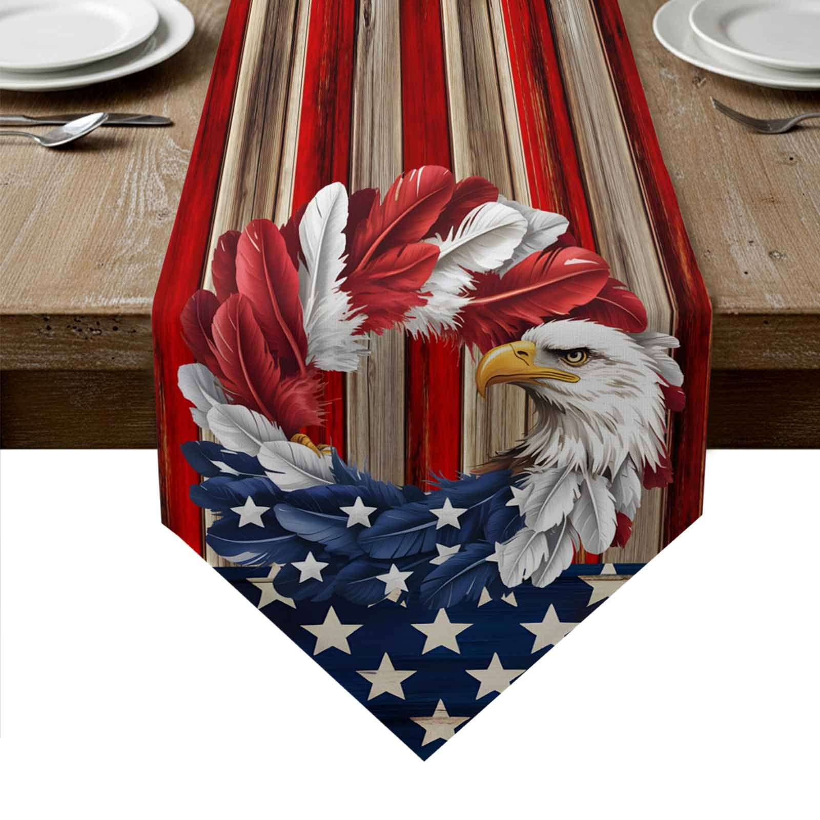 American Flag Table Runner Linen Burlap Table Runner 120 Inches Long ...
