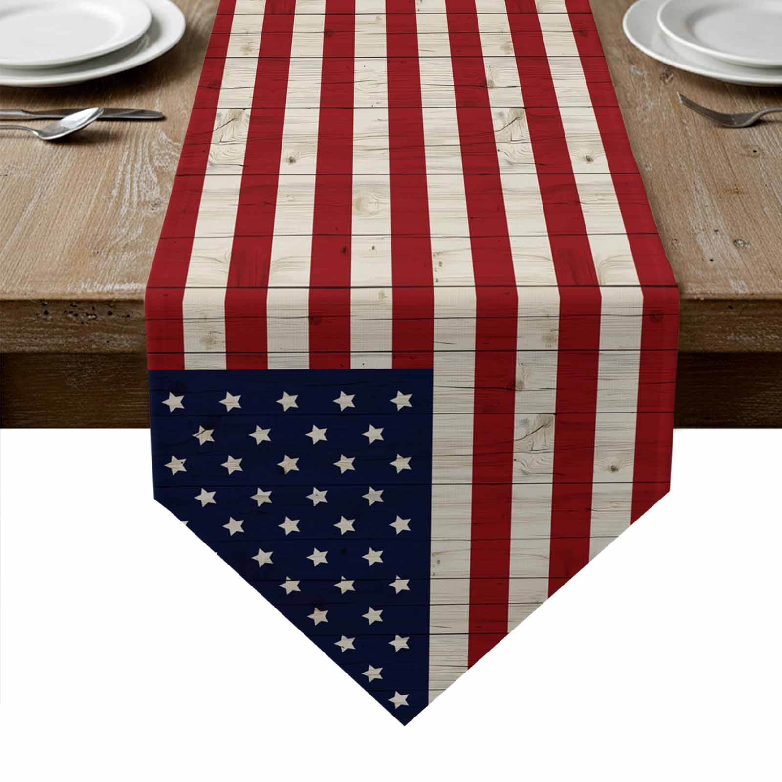 American Flag Table Runner Linen Burlap Table Runner 36 Inches Small ...