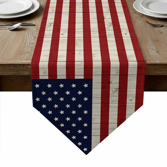 American Flag Table Runner Linen Burlap Table Runner 36 Inches Small ...