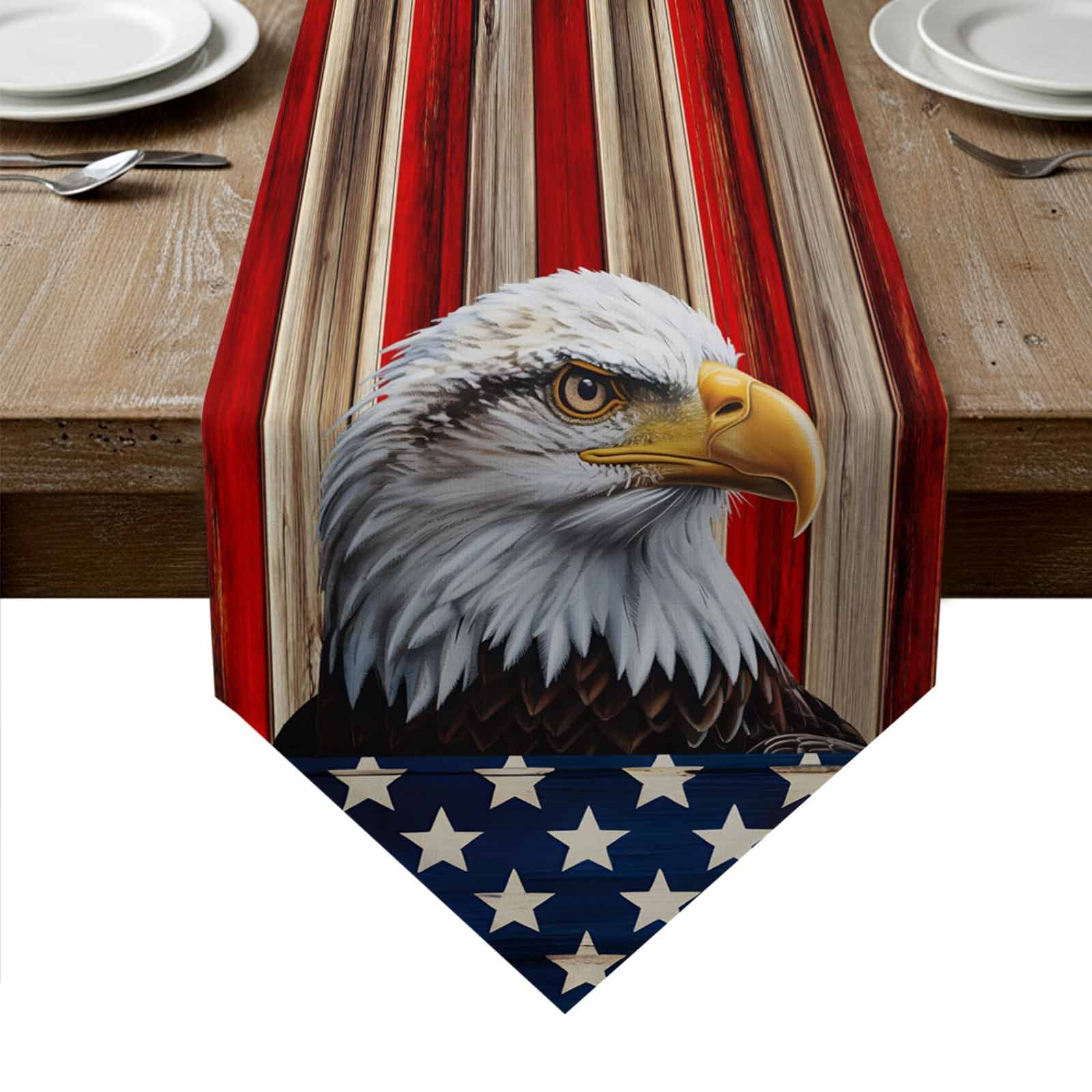 American Flag Table Runner Linen Burlap Table Runner 60 Inches Long ...