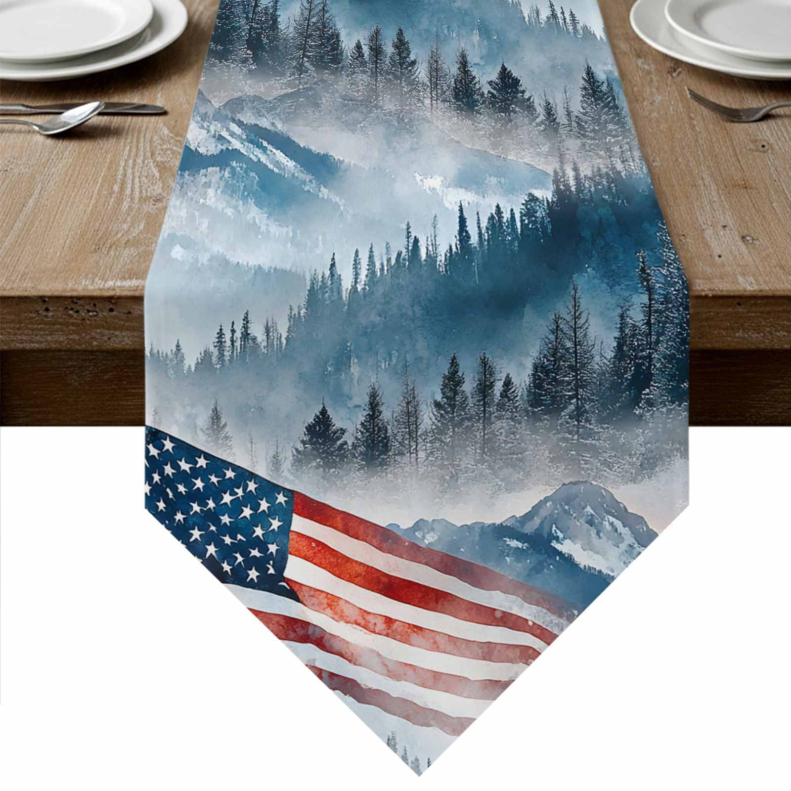 American Flag Table Runner Linen Burlap Table Runner 60 Inches Long ...