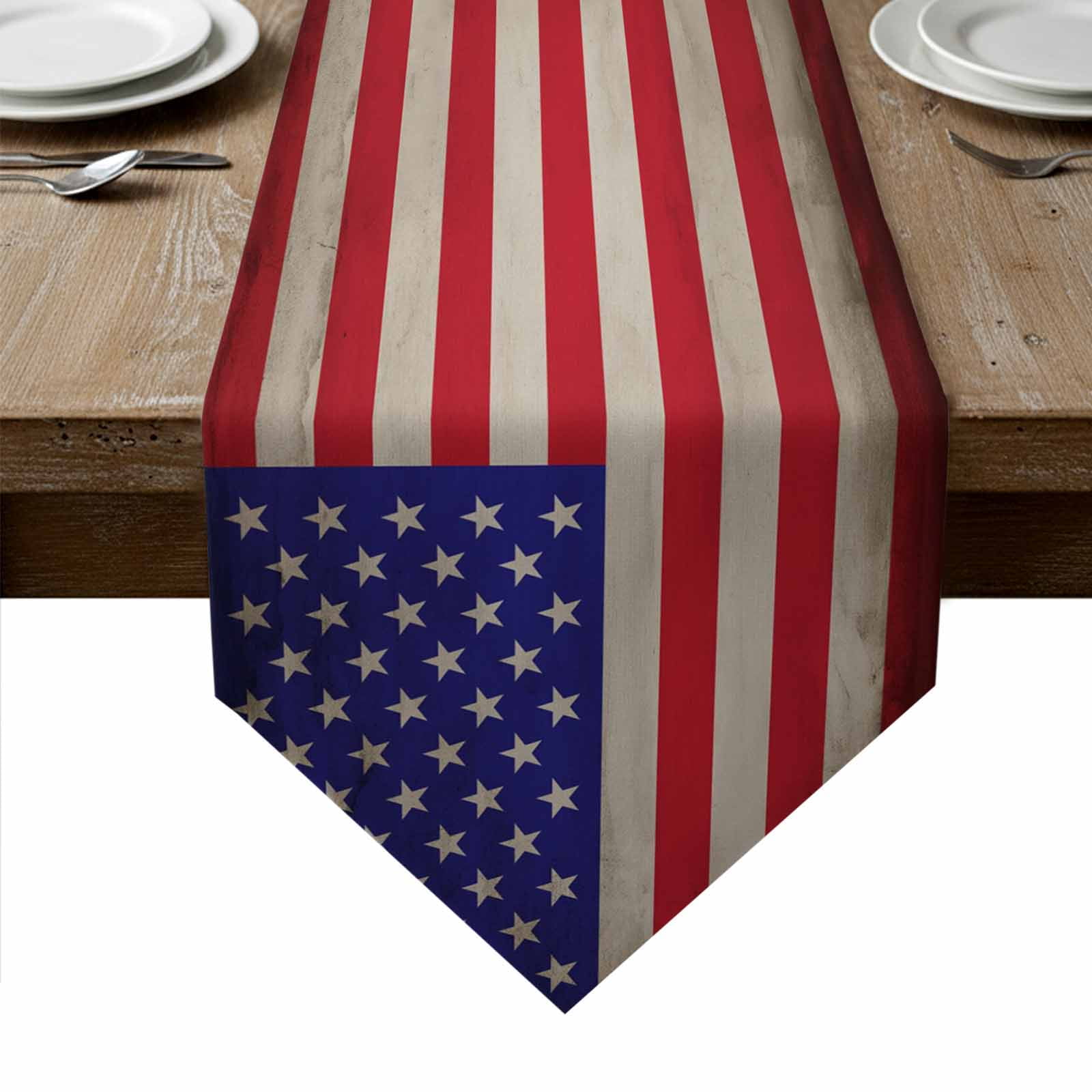 American Flag Table Runner Linen Burlap Table Runner 60 Inches Long USA ...