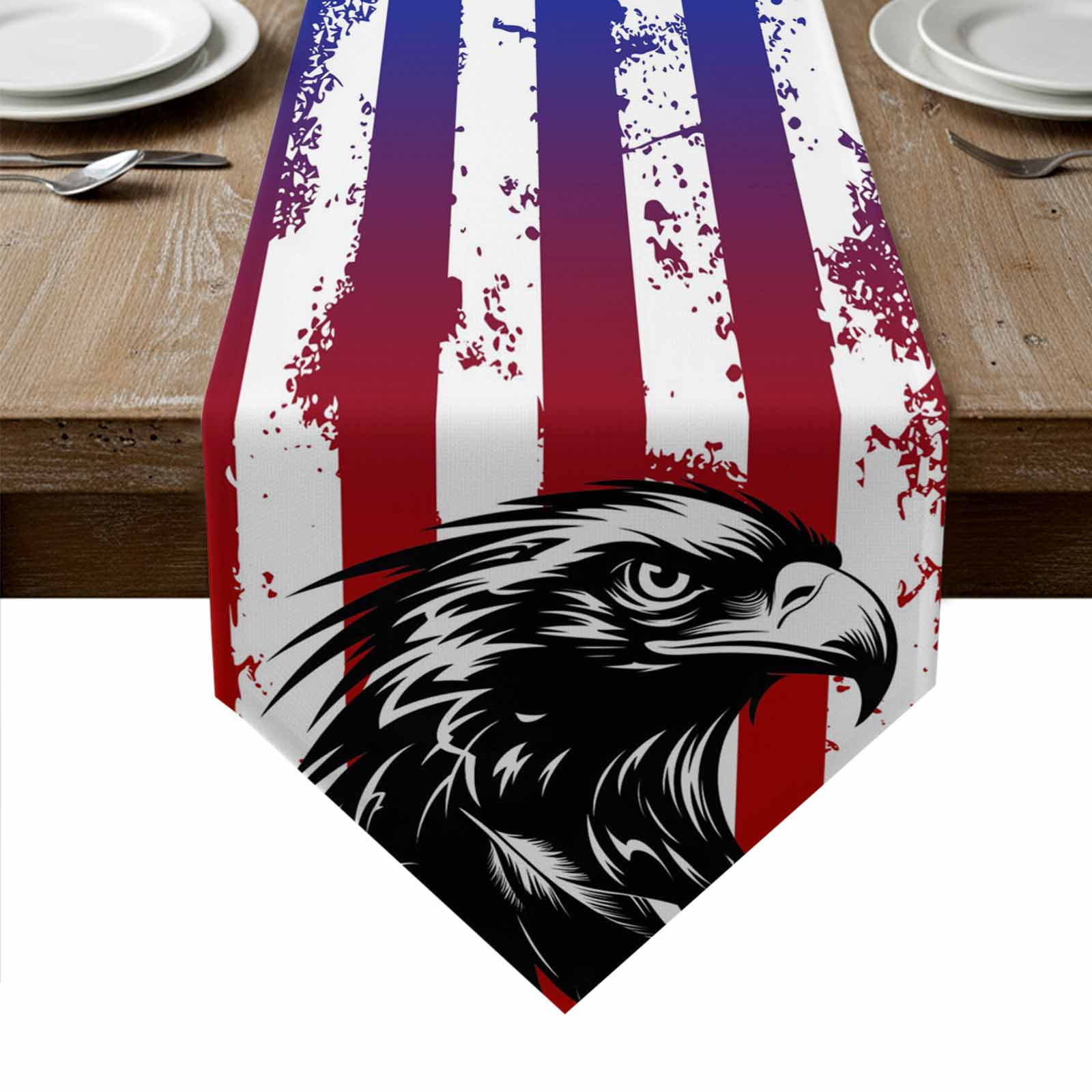 American Flag Table Runner Linen Burlap Table Runner 70 Inches Long ...