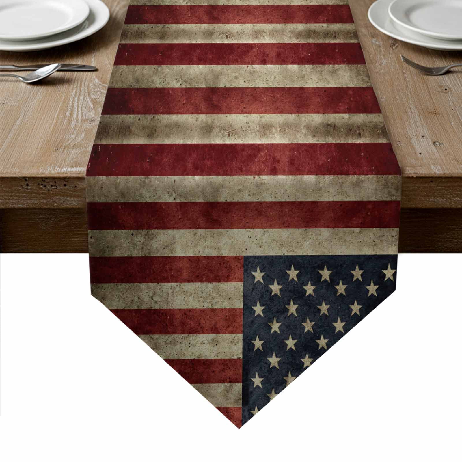 American Flag Table Runner Linen Burlap Table Runner 72 Inches Long ...