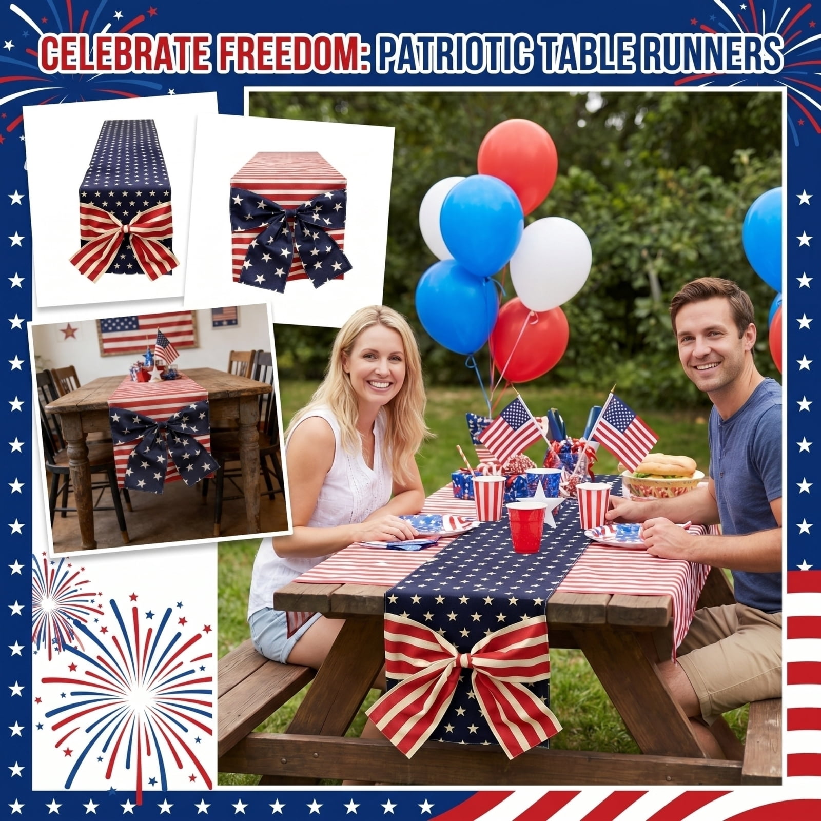 American Flag Table Runner, Patriotic Star And Stripe Design For ...