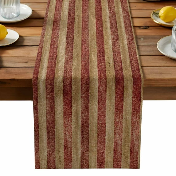 American Flag Table Runner, Vintage Flag Red Brown Stripes Pentagram ...