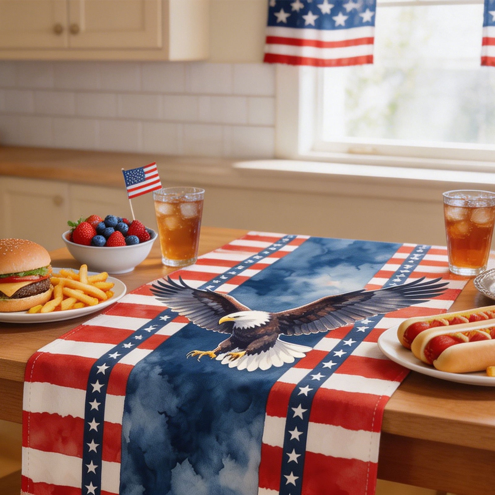 American Flag Tablecloth for Home Kitchen Dining Room, Patriotic ...