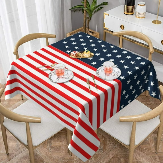 American Flag Tablecloth Patriotic White Stars Print ration Desk Table ...
