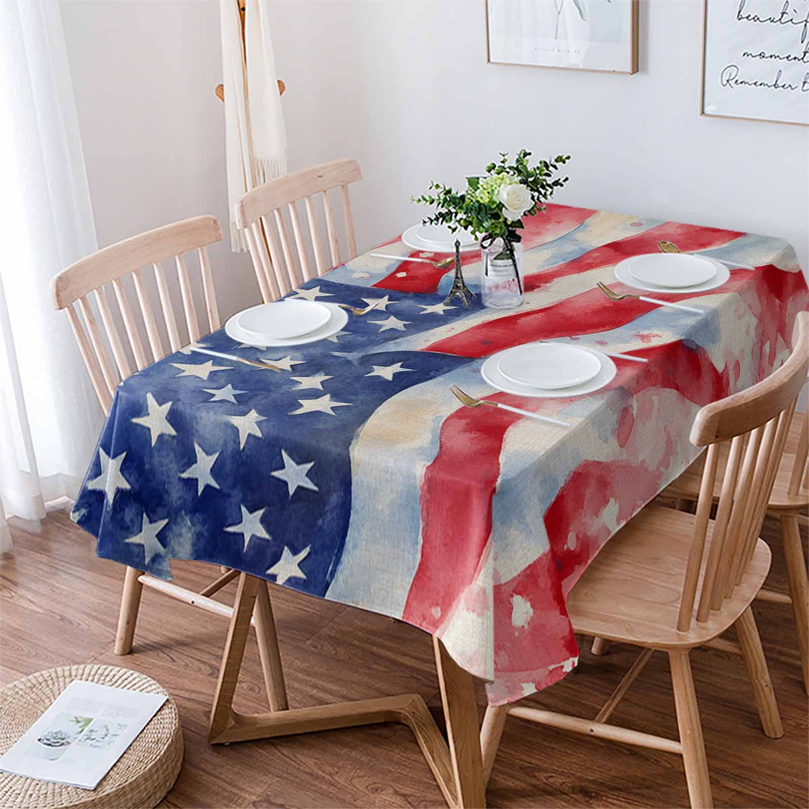 American Flag Tablecloth Rectangle Table Cloth 52x70 , Waterproof ...
