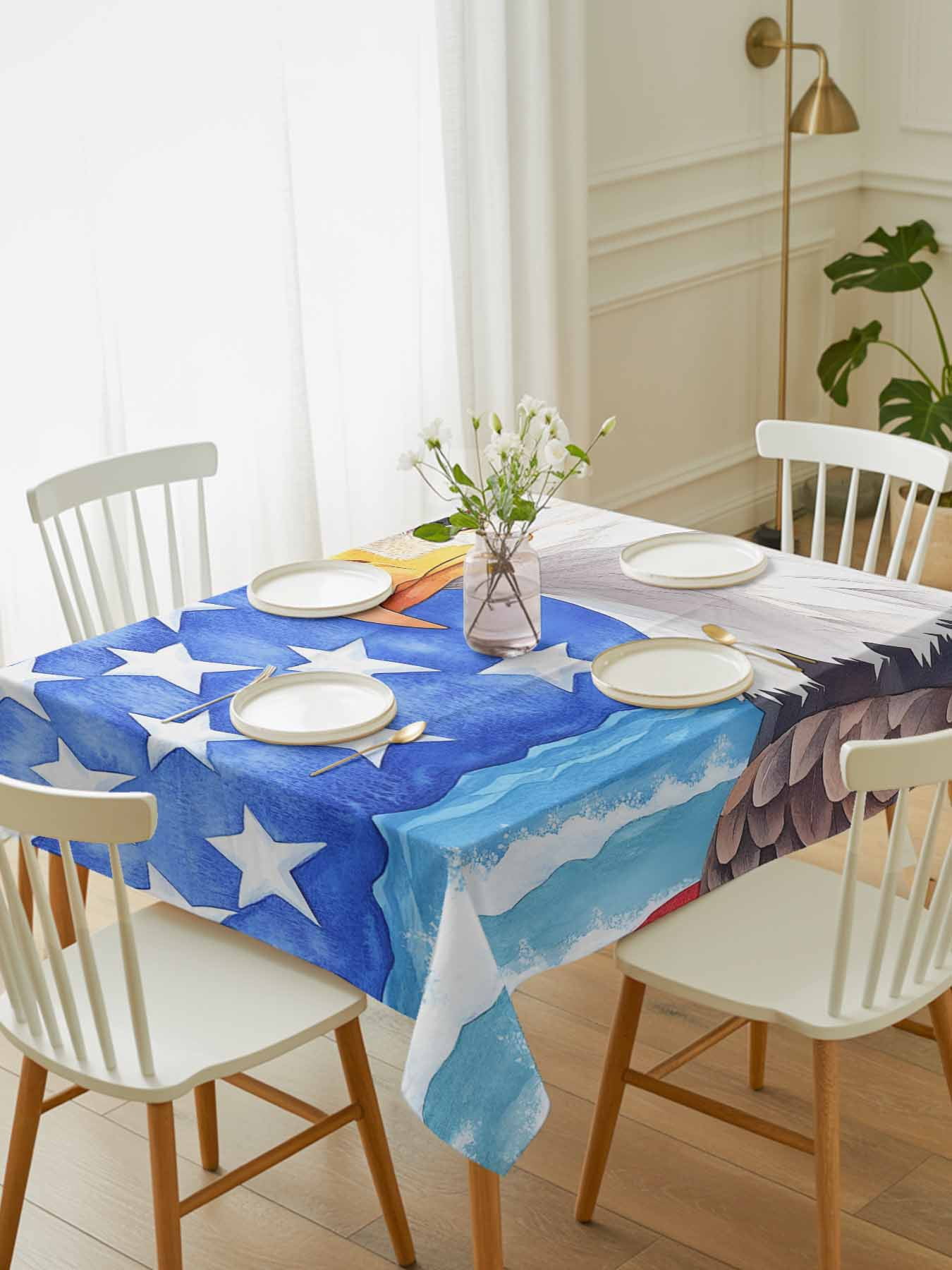 American Flag Tablecloth Rectangle Table Cloth 60x102, Waterproof ...