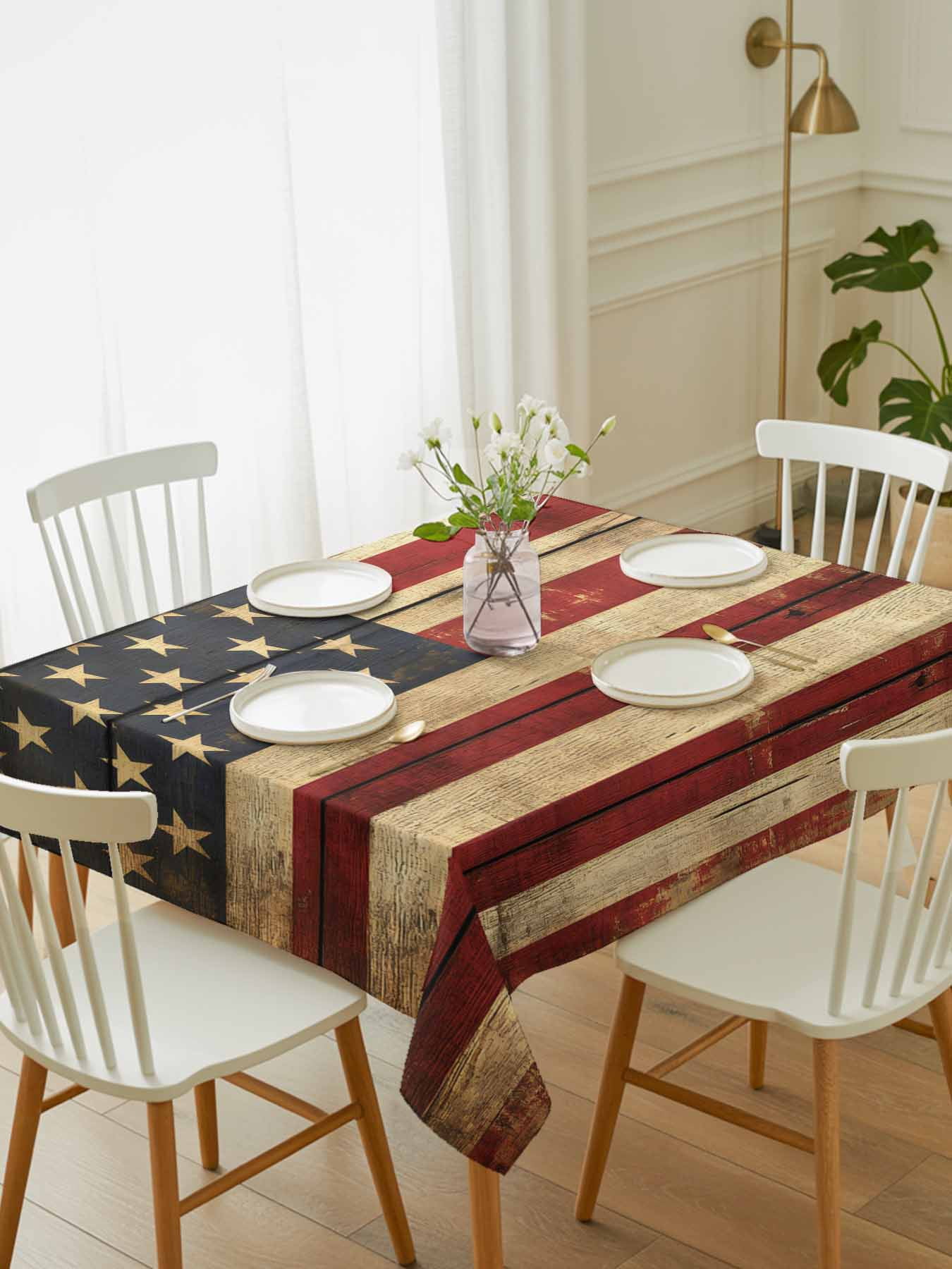 American Flag Tablecloth Rectangle Table Cloth 60x84, Waterproof ...